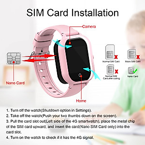 wonlex Kids Smart Watch with GPS Tracker and Calling, 4G Smartwatches Girls Boys with SIM Card SOS Camera Voice Video Call School Mode for Kids Children Aged 4-12 Birthday Gifts (Pink)