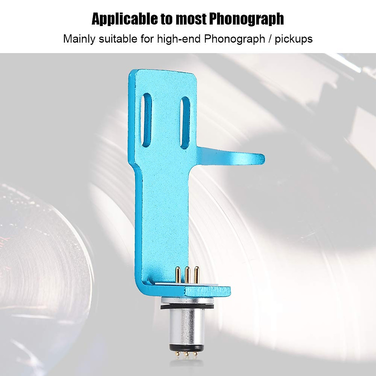 Mugast Phono Headshell Kit,6.4CM Aluminum Alloy Turntable Cartridge Phonograph Player Record Player Headshell,Include 4 Pcs Cables and 2 Pcs Screws (Blue)