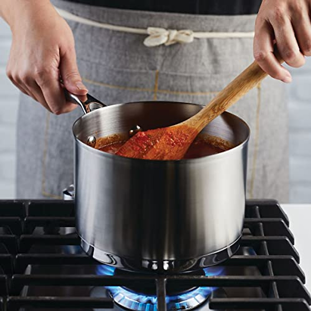 KitchenAid 3-Ply Base Brushed Stainless Steel Sauce Pan/Saucepan with Lid, 3 Quart