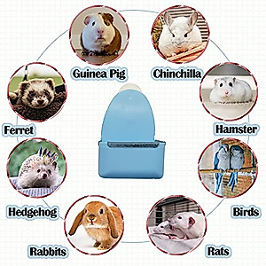 kathson Food and Water Bowl Cage Feeder for Rabbits Dish Feeder Removable Hanging Spill Proof Anti Bite for Rabbit, Guinea Pig, Chinchilla, Hamster, Ferret (Blue)