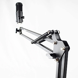 Vault MS126-1 Microphone Boom Scissor Extendable Arm Stand for Dynamic and Condenser Microphone with Mic Clip Holder & Table Mounting Clamp