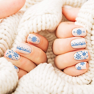 Whaline 6Pcs Snowflake Nail Art Plates Circular Rectangular Winter Stamping Plates Christmas Stamp Templates Stamping Kit for DIY Print Manicure Salon Design Xmas Gift