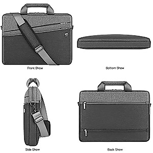 DOMISO 17 Inch Shockproof Laptop Carrying Case Business Briefcase Waterproof Messenger Shoulder Bag for 17"-17.3" Notebook/Chromebook/Dell/Lenovo/Acer/HP/MSI/ASUS, Black & Dark Grey