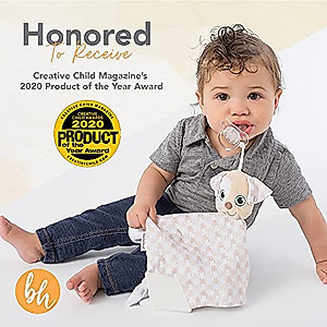 BooginHead Pacifier Holder Stuffed Animal Pacifier Lovey with Baby Teether, Bunny