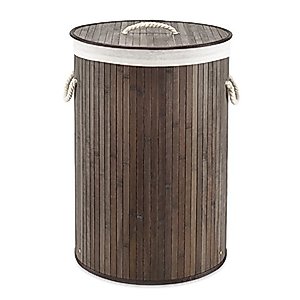 Whitmor Laundry Hamper with Rope Handles Bamboo, 16.25x23.375, Dark Stain
