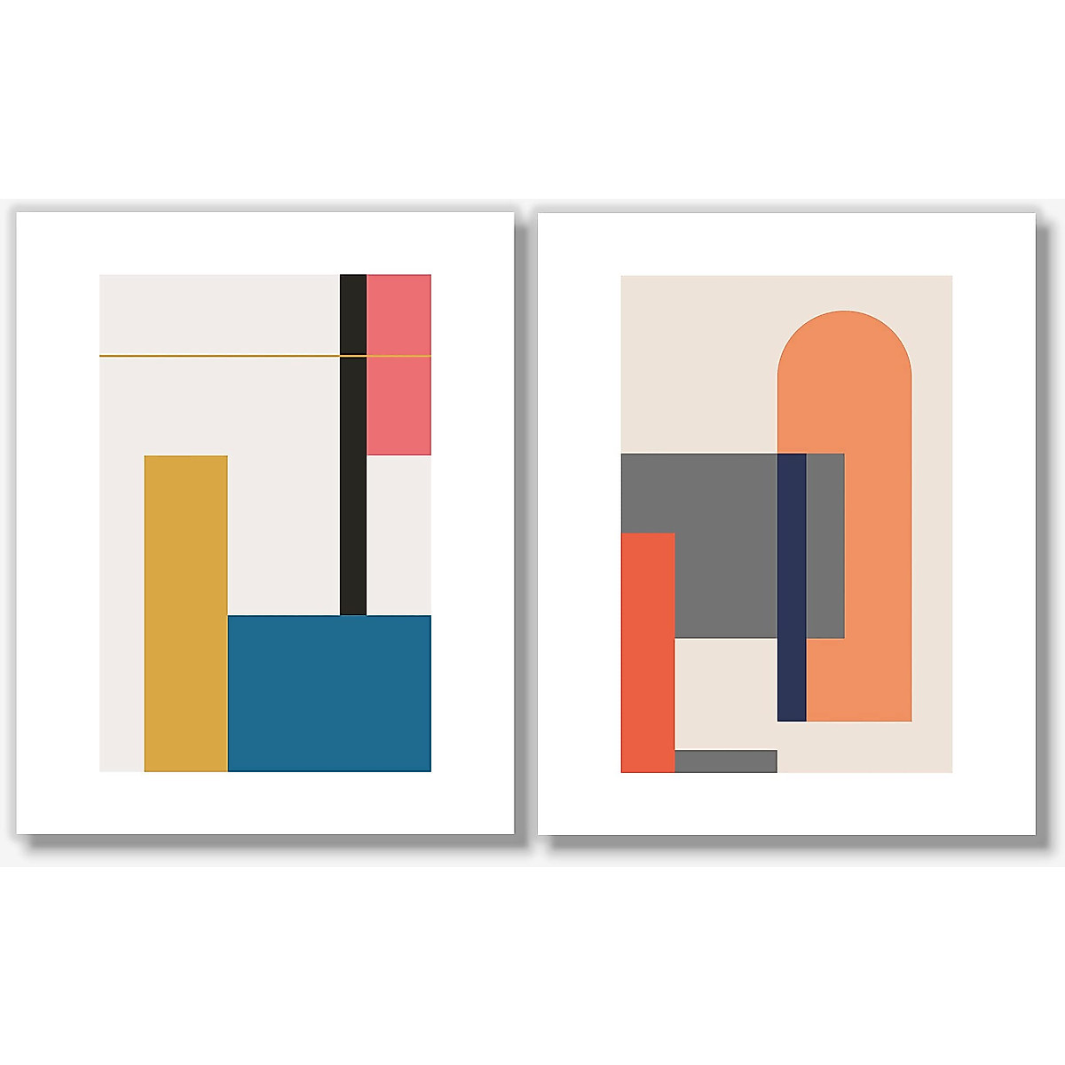 Mid Century Contemporary Wall Art - Modern Abstract Prints - (Set of 6) – 8x10 - Unframed - Minimalism Décor