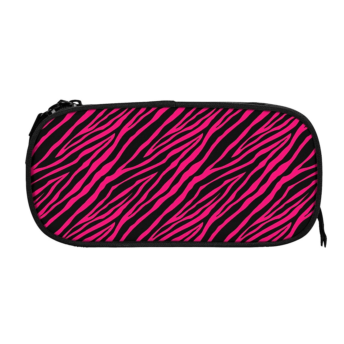 HUZEIMINniu Pink And Black Zebra Print Pencil Case Pencase Pencil Bag Pouch Box Portable Pen Bag For Office
