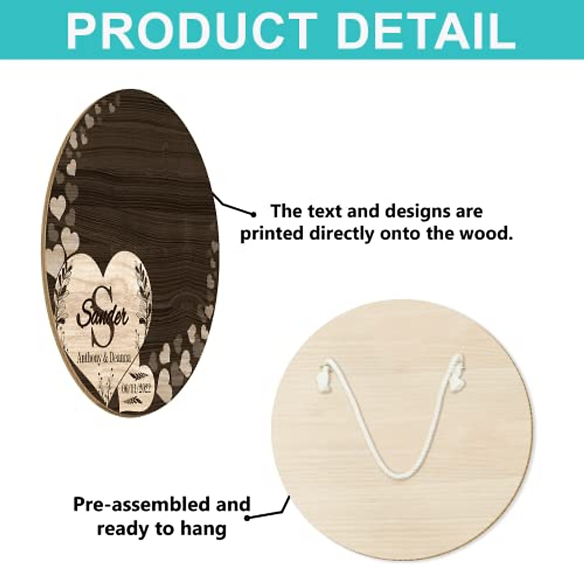 MUCHNEE Personalized Wedding Guest Book Alternative, Customized Decoration Idea for Weddings Engagement Elegant Party, Rustic Guestbook Wood Love Sign with Custom Name Ceremony Date & Family Name