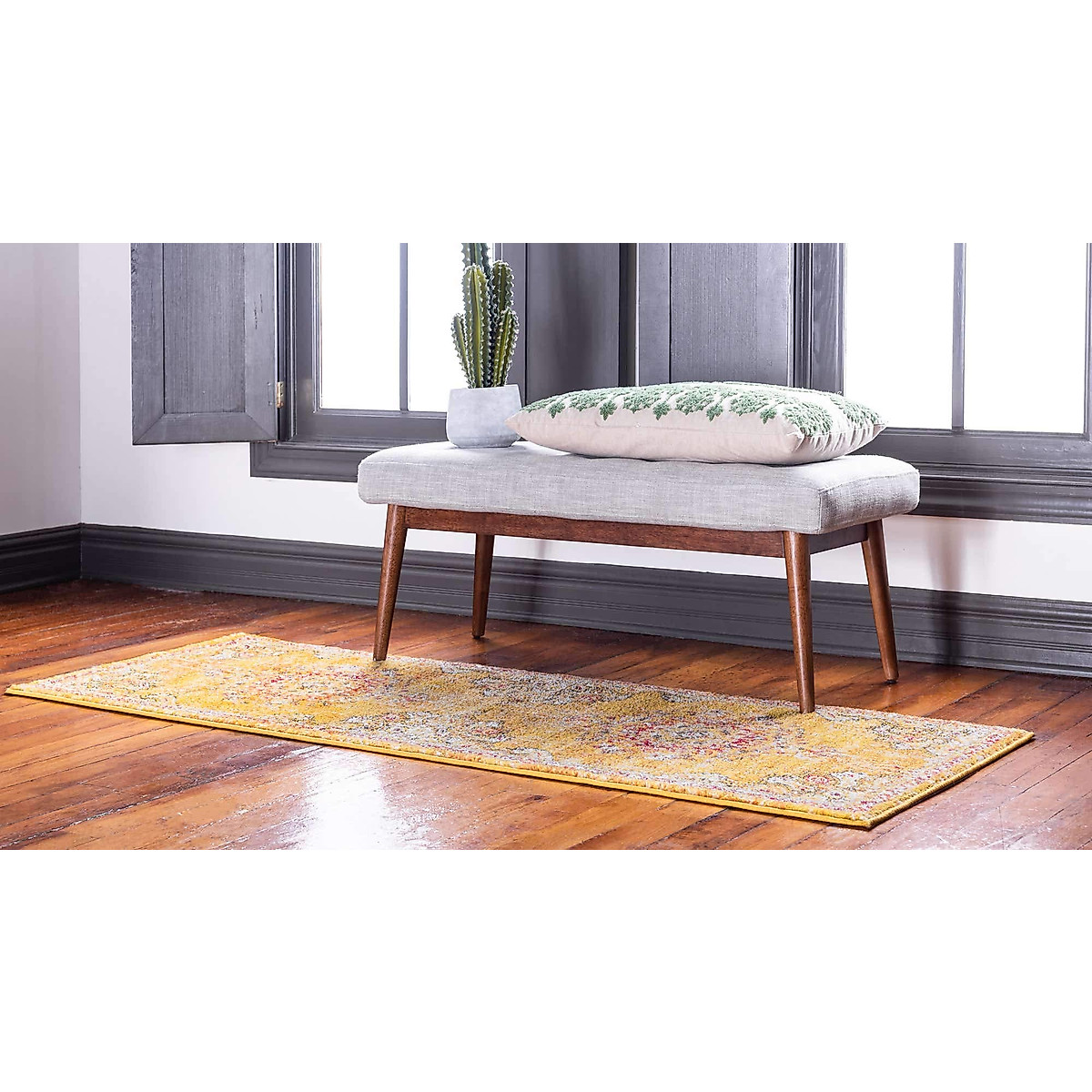 Unique Loom Penrose Collection Area Rug - Alexis (2' 2" x 6' 1" Runner, Gold/ Gray)