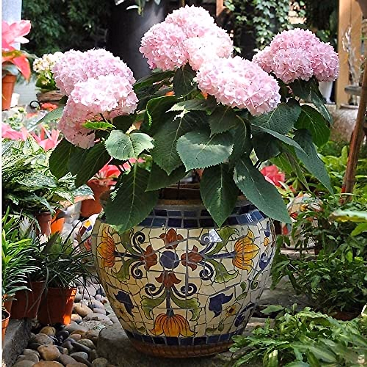 UimimiU European Classical Plant Pot Mosaic Large Flower Pot Hand-Painted Ceramic Container Vase Bonsai Planter Outdoor Garden Villa Corridor Aisle Landscape Decor Home Balcony Terrace