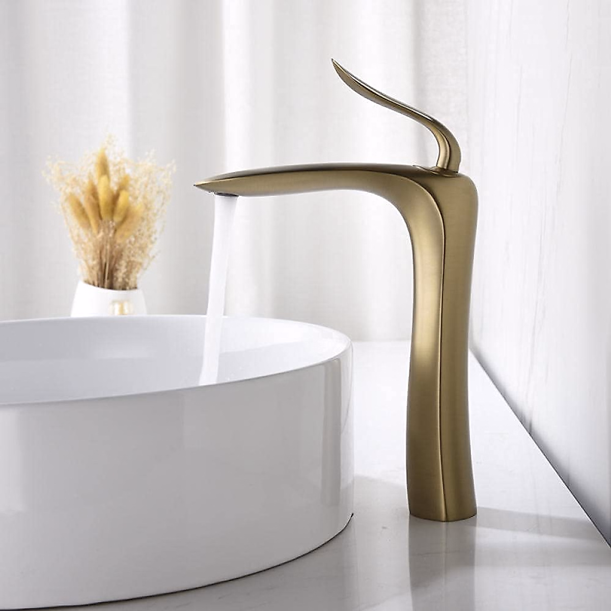 JBQ Bathroom Faucets Bathroom Sink Faucet Bathroom Basin Brass Faucet Sink Faucet hot and Cold Single Handle countertop Installation Toilet Crane Faucet (Color : Brushed Gold S)