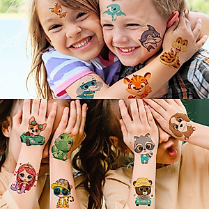 Yezunir 50 PCS 3D Cute Animals Temporary Tattoos For Kids Girls Boys, Cartoon Animals Lion Dog Cat ZOO Fake Tattoo Sticker Children Toddler Birthday Gifts, Teens Tatoos Party Favors Sets Supplies