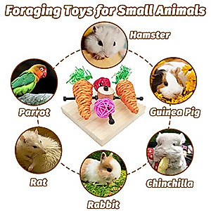 BNOSDM Hamster Wooden Foraging Toy for Hamster Enrichment Toys Interactive Toys for Bunnies Guinea Pig Puzzle Toy Bunny Treat Puzzle for Dwarf Hamsters Guinea Pigs Rats Rabbits Chinchillas