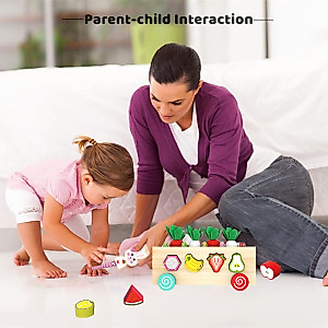 Rexinc Montessori Toys for 1,2,3,4 Year Old Toddlers Boys and Girls,Gifts for 2 Year Old Girls Wooden Educational Sorting Toys,Preschool Learning Gift Carrots Harvest Game Fine Motor Skill