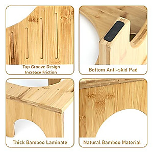 Toilet Stool, Folding Bamboo Squatting Stool for Adult and Kids, Waterproof and Non Slip Collapsible Poop Stool for Bathroom