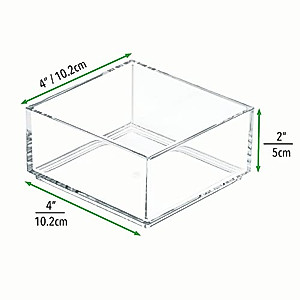 mDesign Plastic Square Desk Organizer - Create Section for Home Office Drawers, Desktop - Holds Pens, Paper Clips, Notebooks and other Office Supply Accessory - Lumiere Collection - 3 Pack, Clear