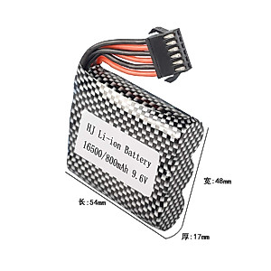 hj Black SM6P Plug 800mAh 9.6V 20C Rechargeable Lithium Battery with Charging USB Cable for High Speed RC Car S911 S912 9115 9116 9120 Remote Control Toy or RC Boat Plane Drone Monster Truck