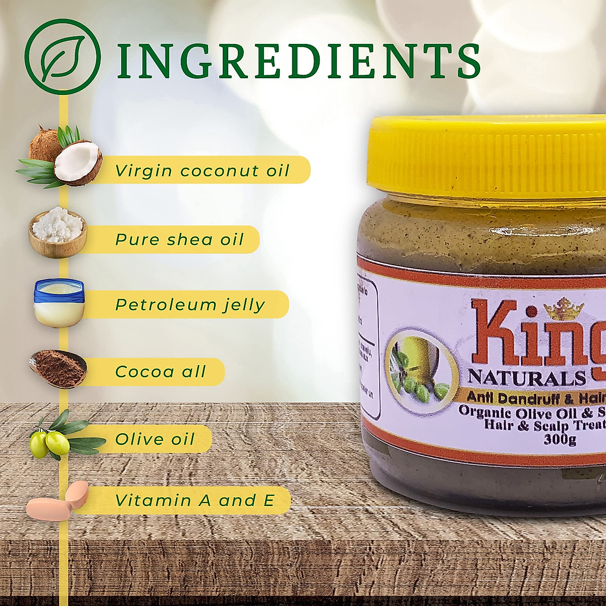 Kings Naturals Anti Dandruff and Hair Growth 10.5oz Moisturizing Hair and Scalp Treatment with Brown