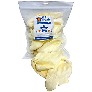 123 Treats Cow Ears for Dogs (1 Pound - Golden) - 100% Natural Made Premium Chews for Your Dog Bulk Beef Treats no Added additives