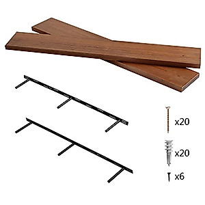 WELLAND 8" Deep Floating Shelves Reclaimed Wood Wall Shelf Pine Wall Mount Shelf (Set of 2, 48 inch)