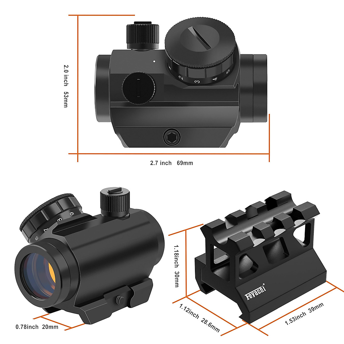 Feyachi Red Dot Sight 4 MOA Red Dot Gun Sight Rifle Scope with 1 inch Riser Mount