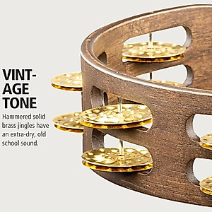 Meinl Percussion TA2V-WB 10-Inch Vintage Wood Tambourine with Double Row Hammered Brass Jingles