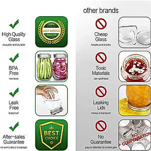 Hovico Mason Jars 17 oz With Regular Lids and Bands, Ideal for Jam,Dishwasher Safe Mason Jar for Fermenting, Kombucha, Kefir, Storing and Canning Uses, Clear- Set of 6