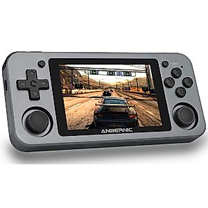 MJKJ RG351M Handheld Game Console , Aluminum Alloy Shell 64G TF Card 2500 Classic Games Support WiFi Function Open Source System RK3326 Chip 3.5 Inch IPS Screen (Gray)