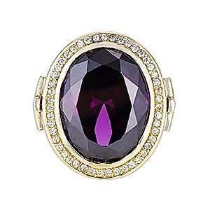 HKN1682 Designs Purple Amethyst Cubic Zirconia 14k Gold Plated Bishop Cross and Midre Ring (10)