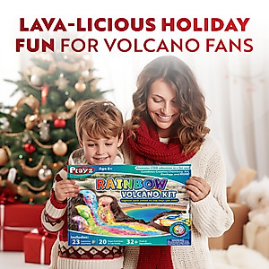 Playz Explosive Rainbow Volcano Kit for Kids with 23+ Science Chemistry Set Activities & Experiments, Glow in The Dark Learning & Education Toys, & Earth Science Kits for Kids Age 8-12, Boys, & Girls