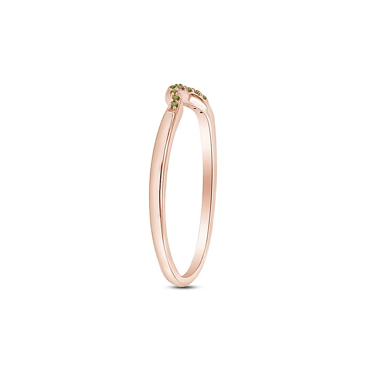 AFFY Round Cut Simulated Peridot Curved Wedding Band Ring in 14k Rose Gold Over Sterling Silver