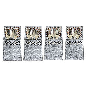 QXPDD Fabric Utensil Holders Silverware Cutlery Pouch Forks Bag Spoon Cover Decorative Table Supplies for Vintage Wedding Parties,Grey