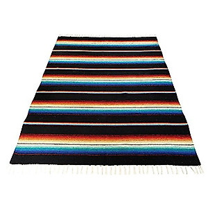 Sanyork #776 Classic Sarape Mexico Falsa Throw Blanket Yoga Beach Heavy Premium Serape(Teal)
