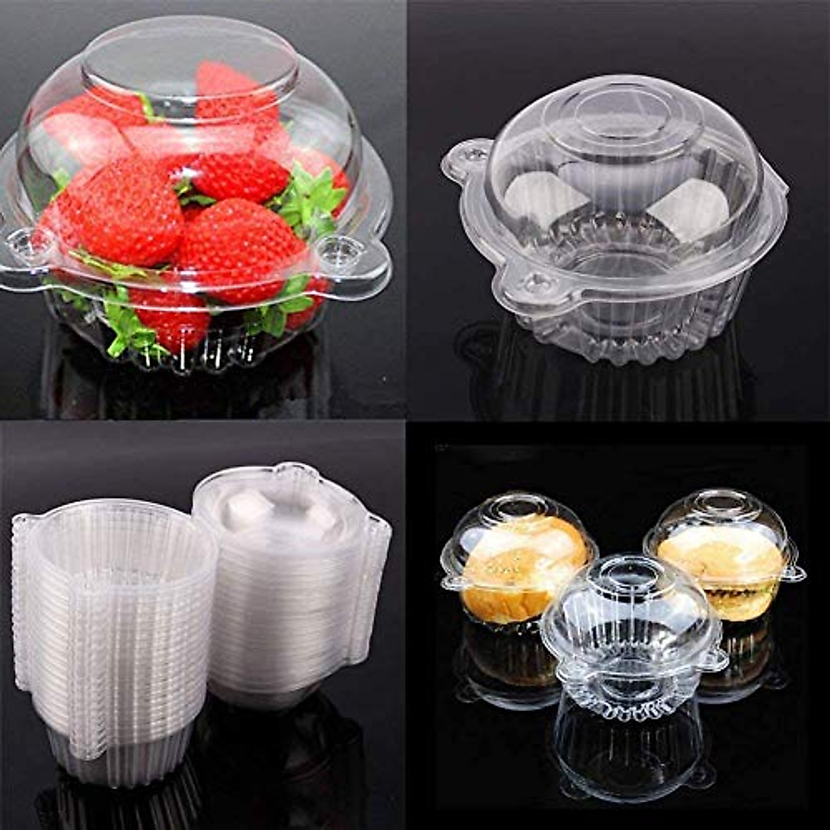 Individual Cupcake Container, 400Pcs Single Cupcake Muffin Dome Holders Plastic Cupcake Box Dome Pod, 17.7 x 9.4 x 4.3 inch