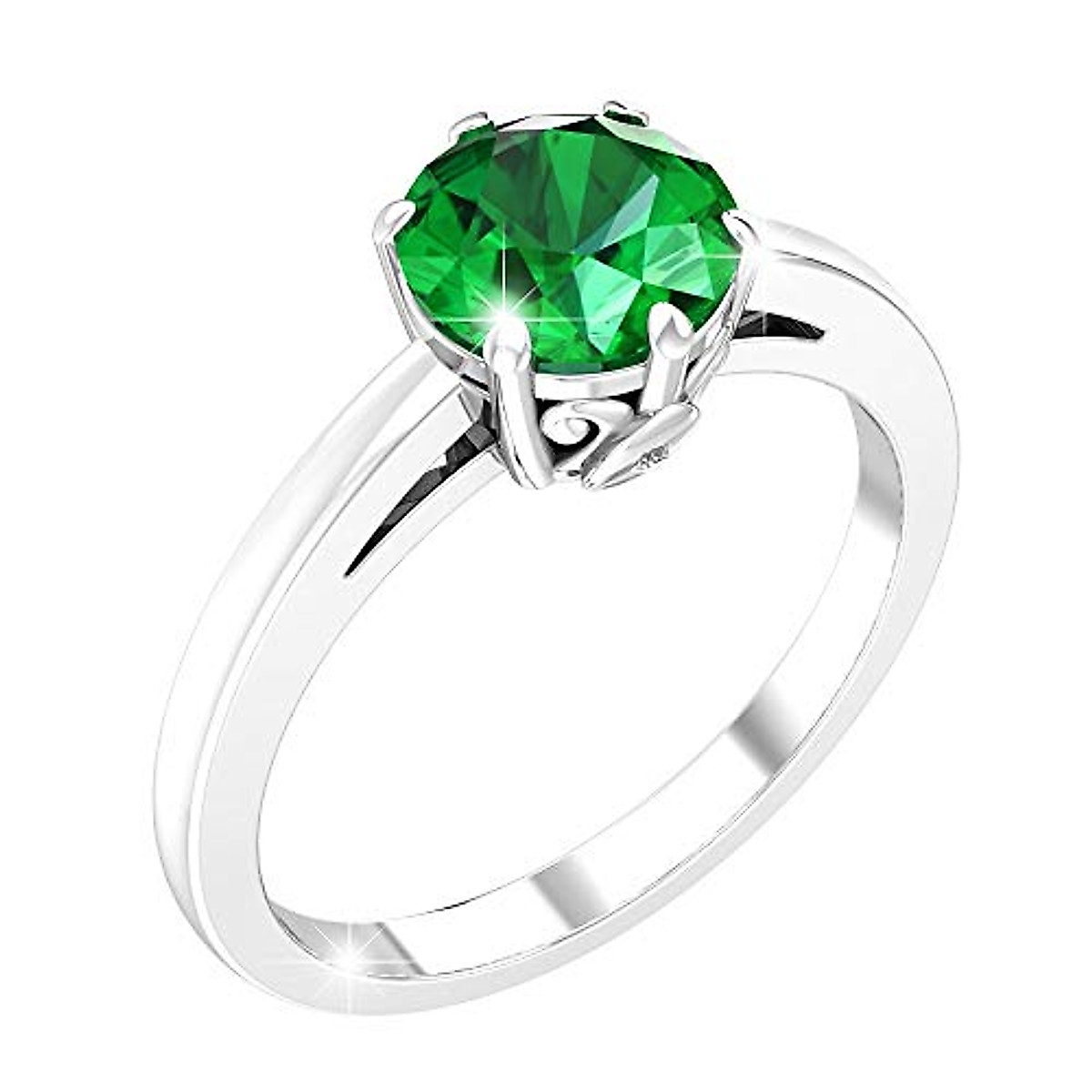 Belinda Jewelz Womens 925 Sterling Silver Classic Solid Band Solitaire Center Round 7 mm Gemstone Timeless Engagement Wedding Jewelry Accessory Fine Ring (7)