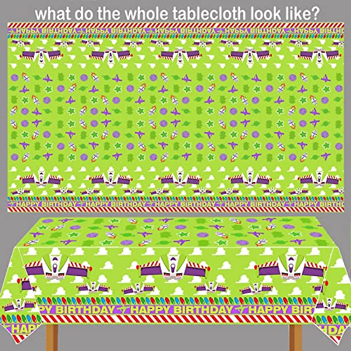 METIXOZE Two Infinity and Beyond Birthday Decorations Buzz Cartoon Light inspired Year Toy Inspired Story Birthday Party Supplies 2nd Birthday include Banner Table Cloth Plate Napkins and Cups