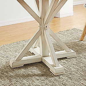 SEI Furniture Barrisdale Modern Farmhouse, Dining Table, Antique White, Whiskey Maple