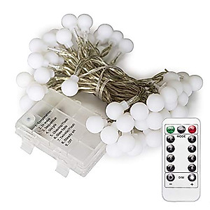 Tasodin LED Globe String Lights Battery Operated 20FT 50LED Fairy Lights with 8 Lighting Modes, Hanging Lights for Bedroom Dorm Patio Garden Christmas Party, Warm White