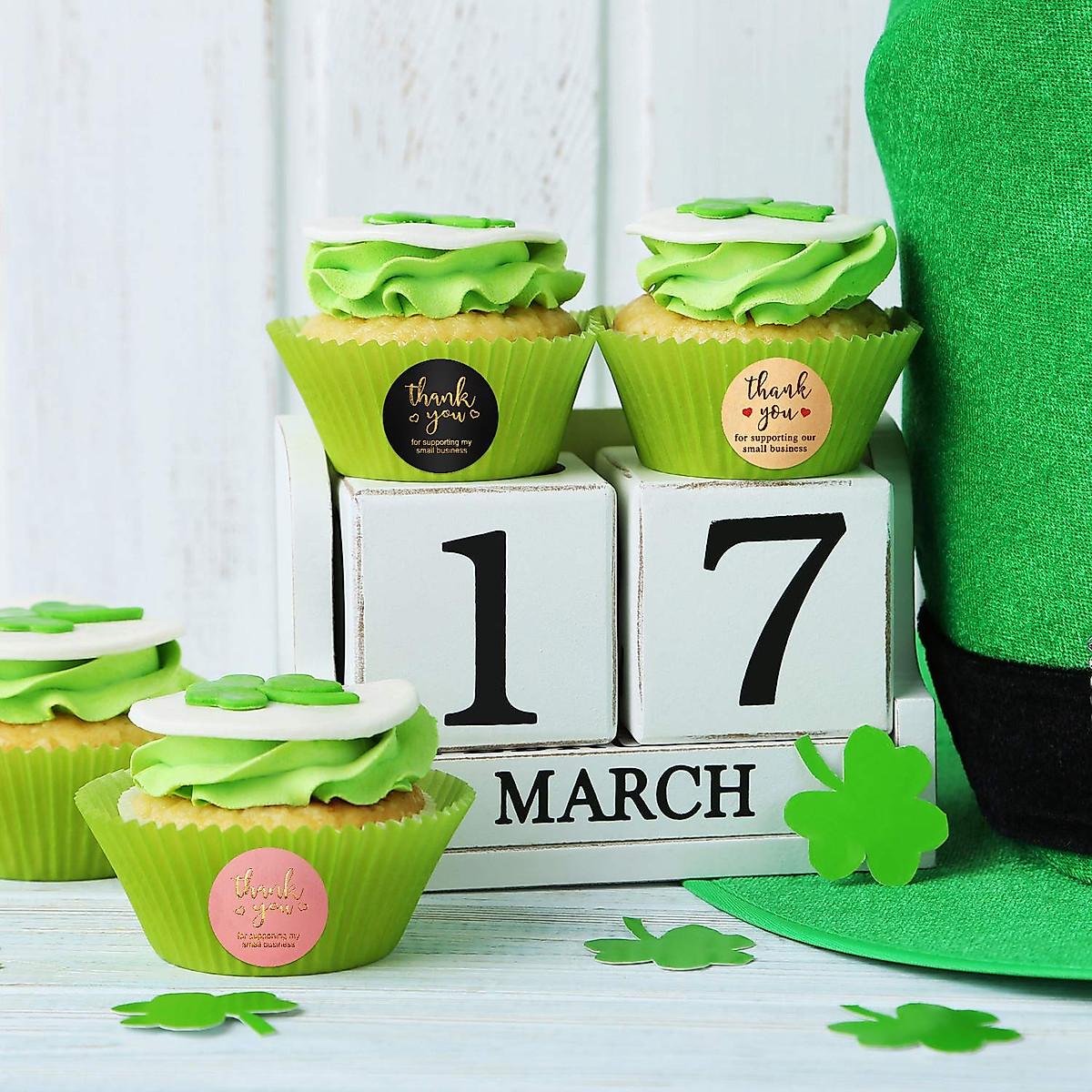 3 Rolls Thank You Stickers Labels Seals Thank You for Supporting My Small Business Stickers Roll, Round Kraft Stickers Thank You Purchase Stickers with Gold Foil (Pink Black Brown, 1 Inch)