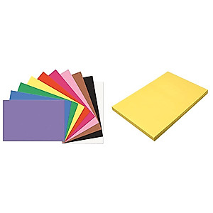 Prang (Formerly SunWorks) Construction Paper, 10 Assorted Colors, 12" x 18", 100 Sheets & (Formerly SunWorks) Construction Paper, Yellow, 12" x 18", 100 Sheets