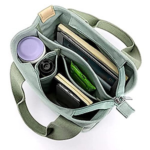 Large Capacity Multi-Pocket Handbag, Tote Bag with Zipper Pocket, Canvas Tote Bags for Women for Work, School, Travel (Blue)