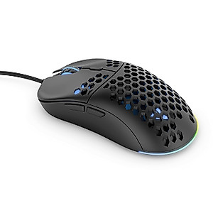 Rukario Ronin X PC Gaming Mouse (Shadow Black, Wired) - Ultra Lightweight Symmetrical Honeycomb Shell | RGB Led | PTFE Glides | Pixart 3360 Sensor | 6 Buttons | Weight 63G | Adjustable Settings
