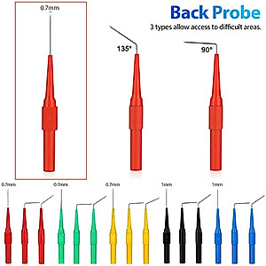 25pcs Automotive Test Leads Kit, Back Probe Alligator Clips, Alligator Clip to 4mm Banana Plug Test Probe Back Probes, Multimeter Electrical Testing 5 Colors Automotive Repair Diagnosis Tools Set