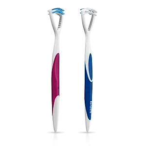GUM Tongue Cleaner - Dual Action Soft Bristled Tongue Brush with Tongue Scraper for Better Oral Hygiene - Bad Breath Treatment (6pk)