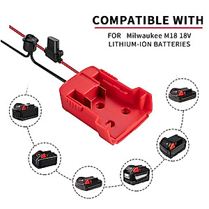 Power Wheels Adapter for Milwaukee M18 Battery 18v Dock Power Connector 12 Gauge Robotics