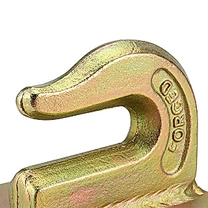 JEUIHAU 3 Pack 3/8 Inch Bolt-On Grab Hook, Grade 70 Forged Steel Bolt-On Loader Chain Tow Hooks with Backer Plate for Loader, Tractor Bucket, RV, UTV, Truck, Max 6,600 Lbs, Gold