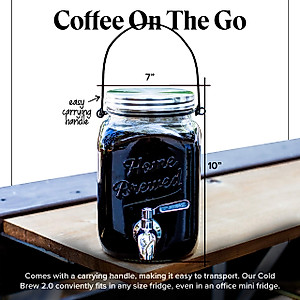 Willow & Everett Cold Brew Coffee Maker - 2 L Iced Tea & Coffee Cold Brew Maker - Glass Pitcher w/Stainless Steel Spout and Removable Filter