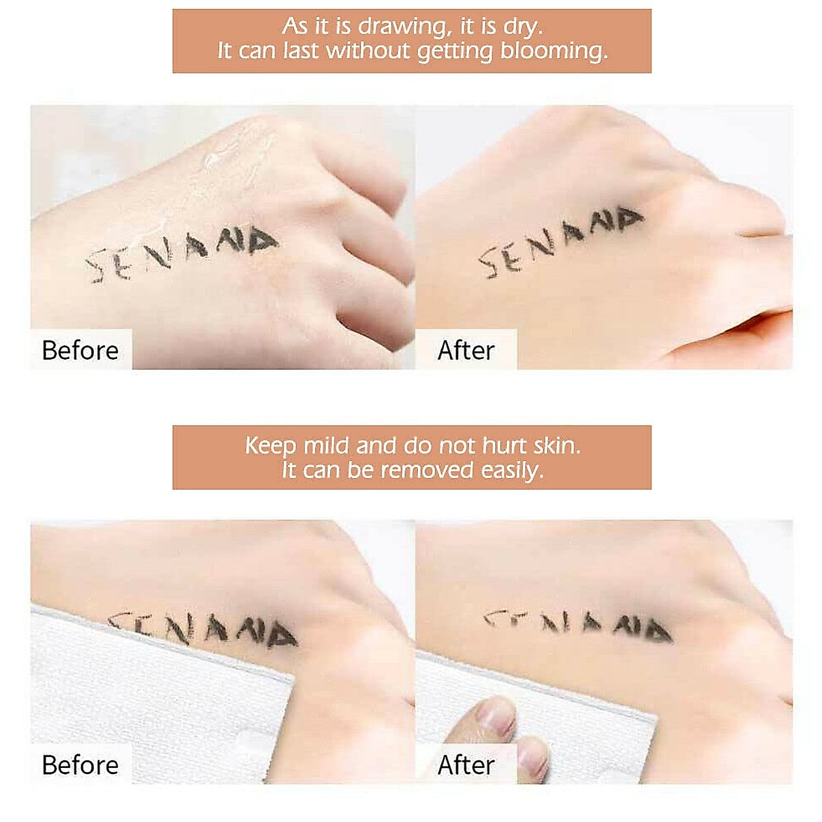 4d Silk Fiber Lash Mascara, SENANA MARINA Eyeliner & Mascara Set - Black Liquid Eyeliner Pencil/Waterproof Mascara - Sky High Mascara Black Volume and Length Lengthening No Clumping