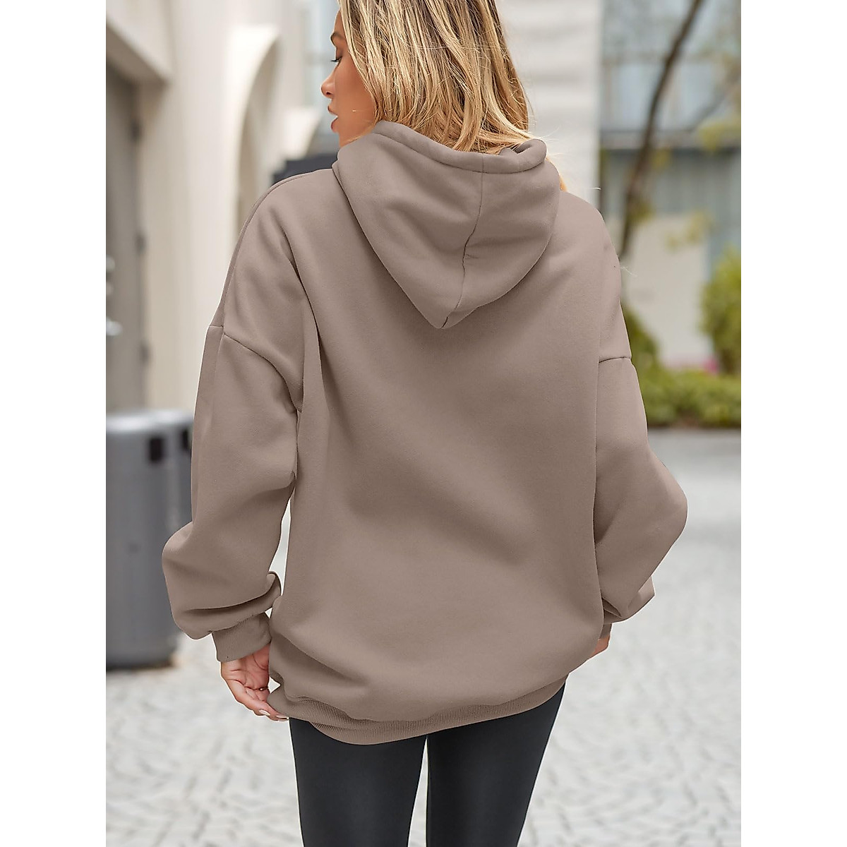 EFAN Fall Outfits 2024 Hoodies for Women Oversized Sweatshirts Fashion Clothes Solid Basic Soft Loose Winter Tops Sweaters CoffeeGrey M