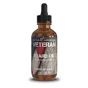 NATURAL AMERICAN VETERAN Beard Oil – All Natural, Men's Cologne Scent, Essential Oils, Organic Argan & Jojoba Oils – Moisturizes, Softens & Strengthens - Made in USA – Men’s Beard Conditioner, 2 oz